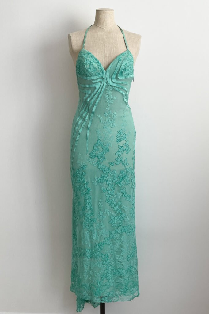 VERSACE 2000 Gisele Bündchen Mermaid Turquoise Gown (S) - Emerieu