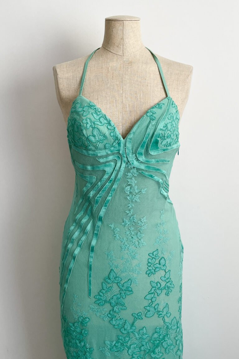 VERSACE 2000 Gisele Bündchen Mermaid Turquoise Gown (S) - EMERIEU