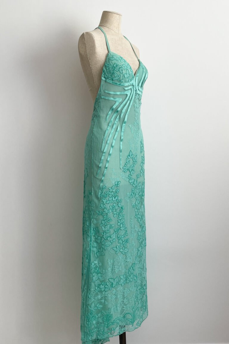 VERSACE 2000 Gisele Bündchen Mermaid Turquoise Gown (S) - Emerieu