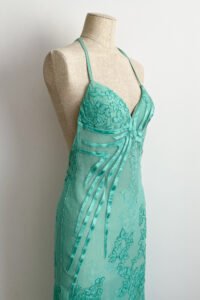 VERSACE 2000 Gisele Bündchen Mermaid Turquoise Gown (S) - EMERIEU