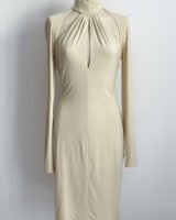 VERSACE 2005 Turtleneck Keyhole Bodycon Dress (L) - Emerieu
