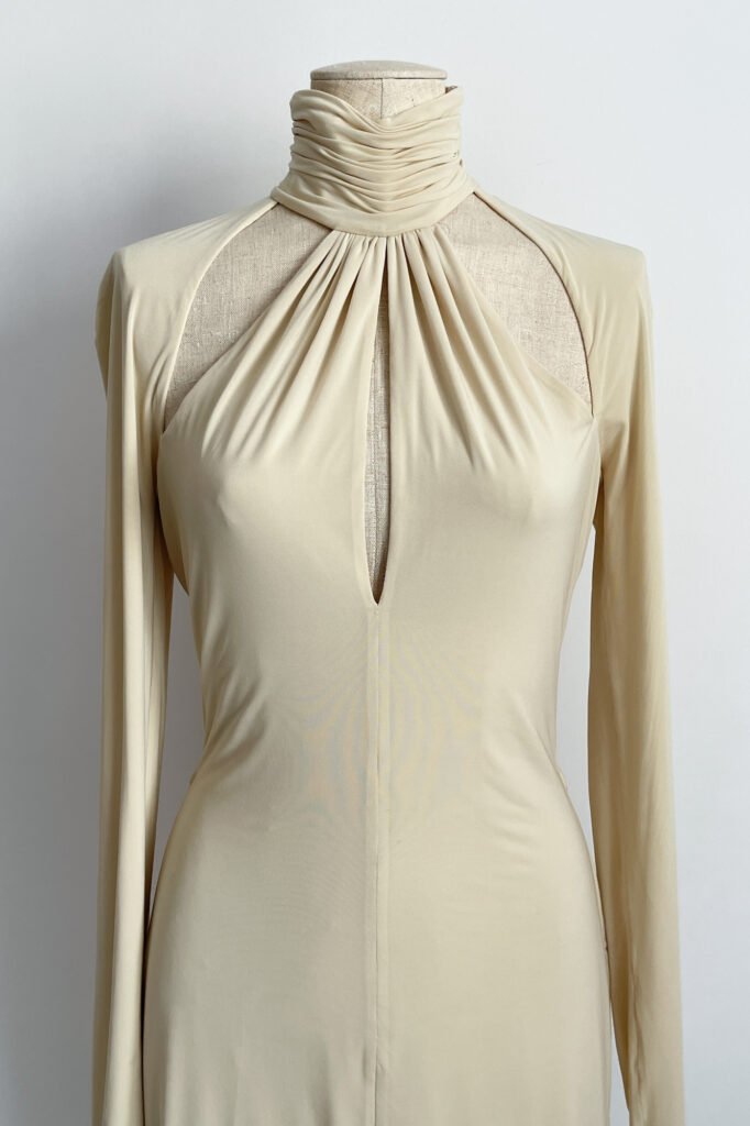 VERSACE 2005 Turtleneck Keyhole Bodycon Dress (L) - Emerieu