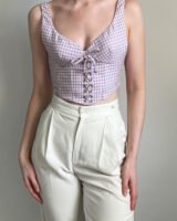ISTANTE by Versace 1995 Vichy Lilac Corset (S) - EMERIEU