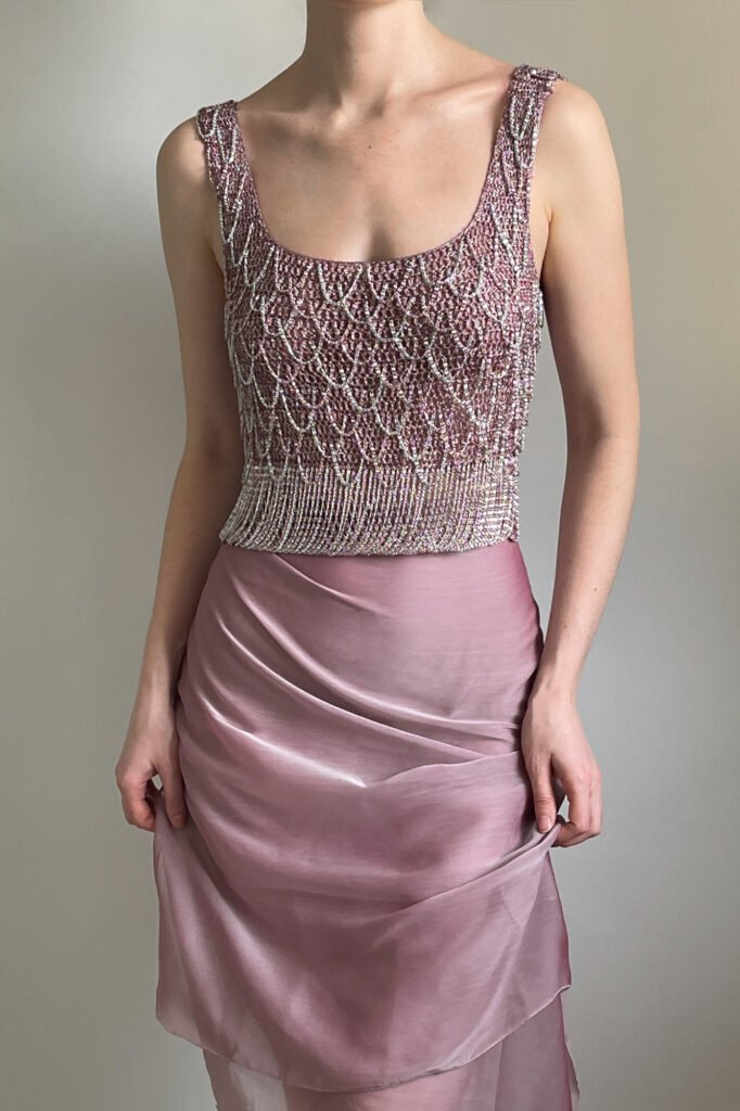LORIS AZZARO 1973 Pink Chainmail Top (M) - Emerieu