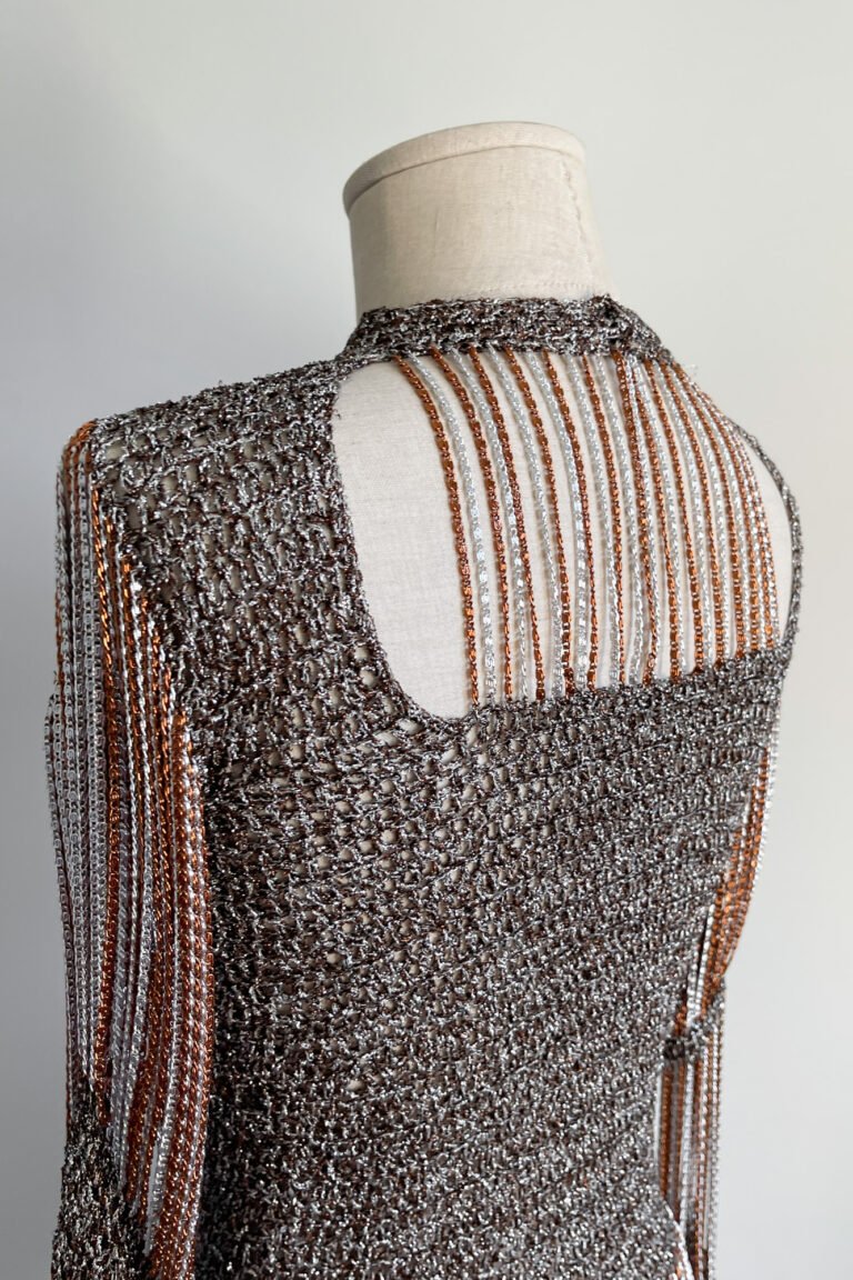 LORIS AZZARO 1969 Silver & Bronze Crochet Chainmail Top (XS) - EMERIEU