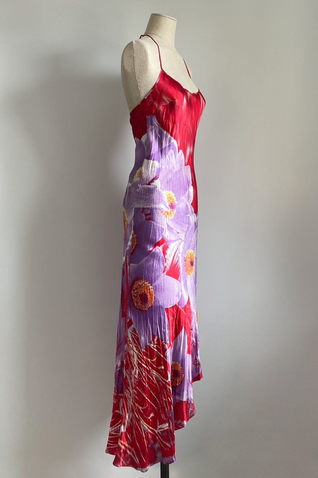 ROBERTO CAVALLI 2000 Floral Silk Halter Dress (S) - EMERIEU