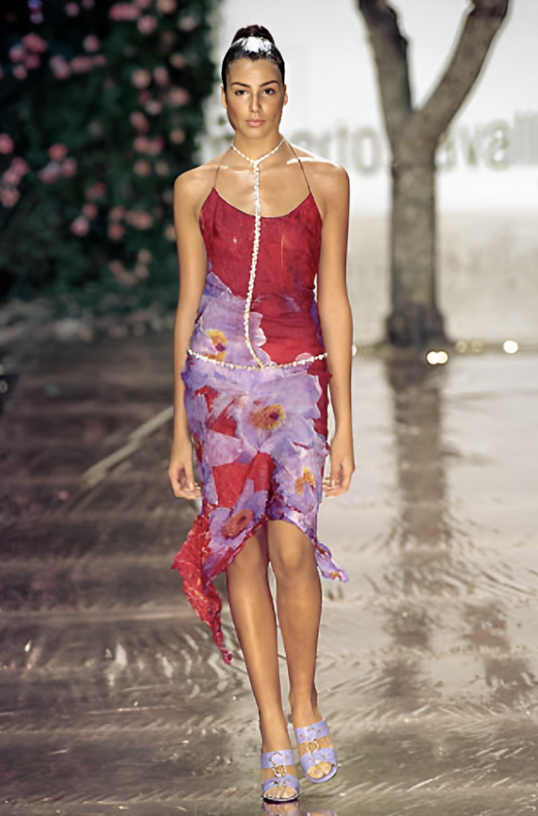 ROBERTO CAVALLI 2000 Floral Silk Halter Dress (S) - EMERIEU