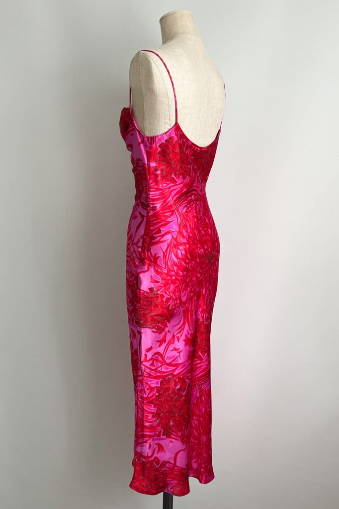 ANNA MOLINARI 2000 Pink Floral Silk Draped Dress - EMERIEU