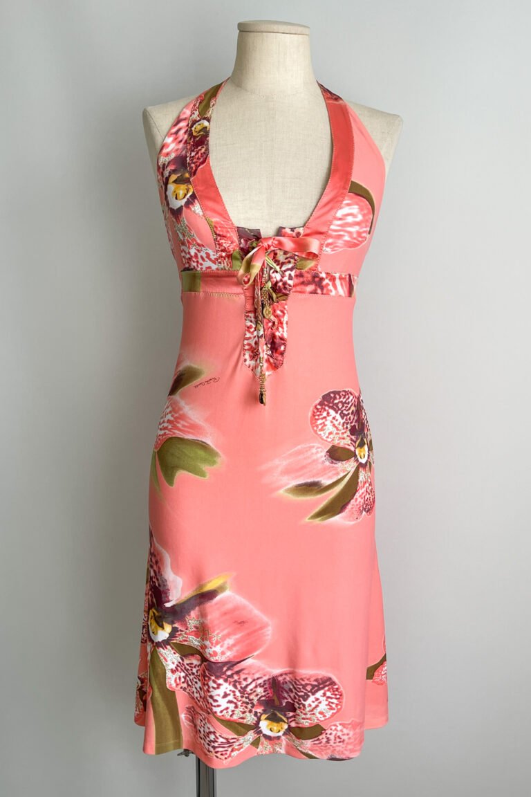 ROBERTO CAVALLI 2005 Pink Orchid Halter Dress (S) - EMERIEU