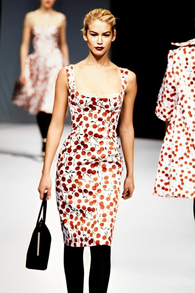 DOLCE & GABBANA 1996 Cherry Print Silk Mini Dress (S) - EMERIEU