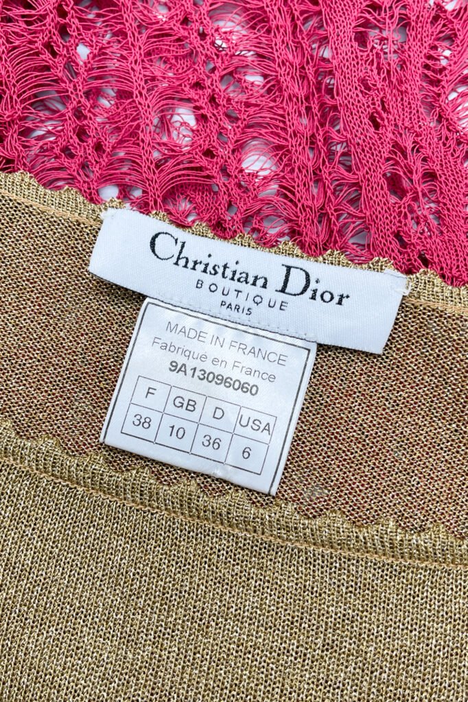 CHRISTIAN DIOR 1999 Gold & Pink Knitted Maxi Dress (M) - EMERIEU