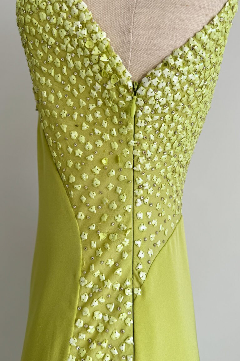 VERSACE 1996 Green Sequined Maxi Gown (S) - EMERIEU