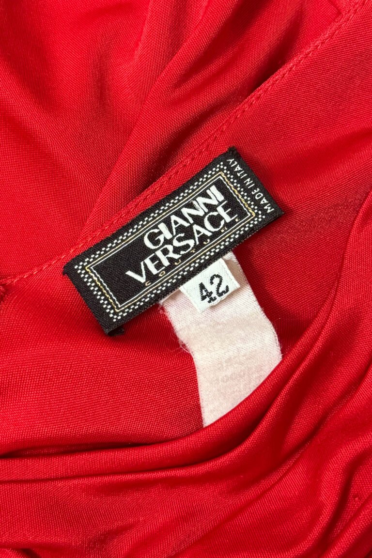 VERSACE 2001 Red Spiral Midi Dress (M) - EMERIEU