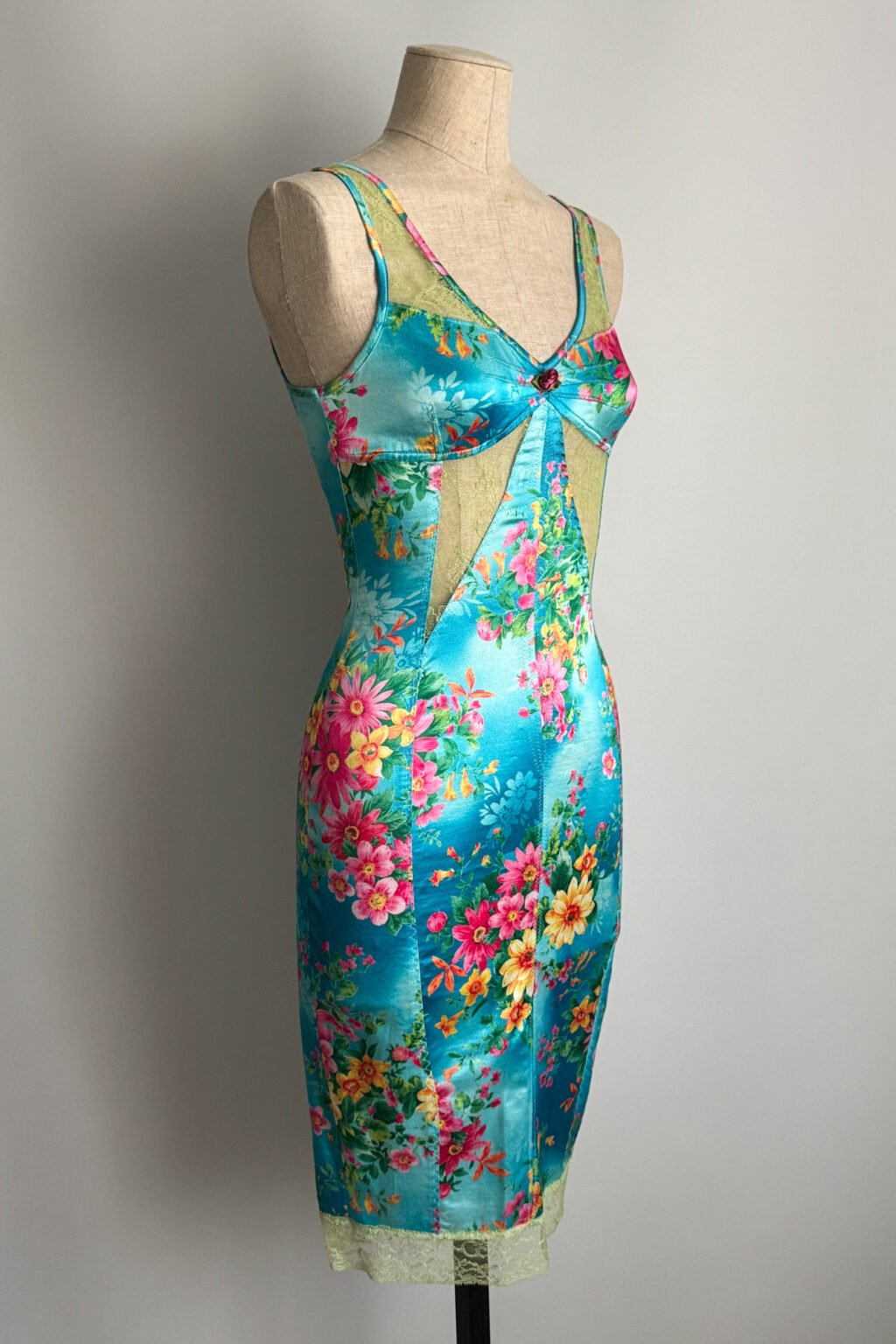 D&G 2005 Turquoise Floral Bodycon Dress (XS-S) - EMERIEU
