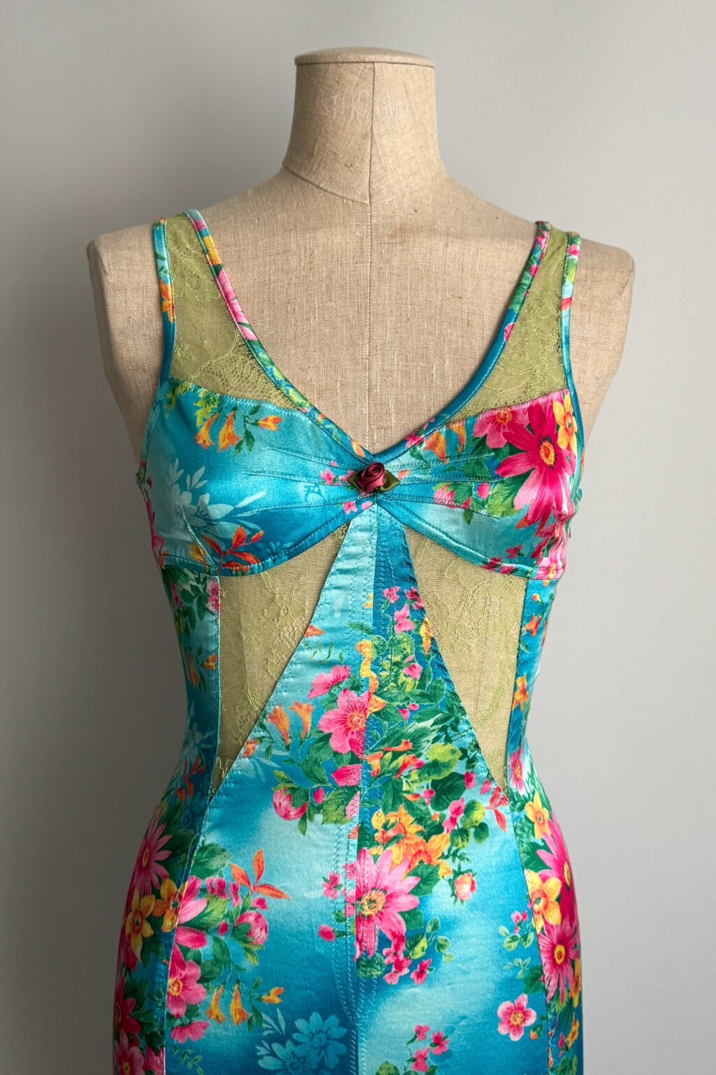 D&G 2005 Turquoise Floral Bodycon Dress (XS-S) - EMERIEU