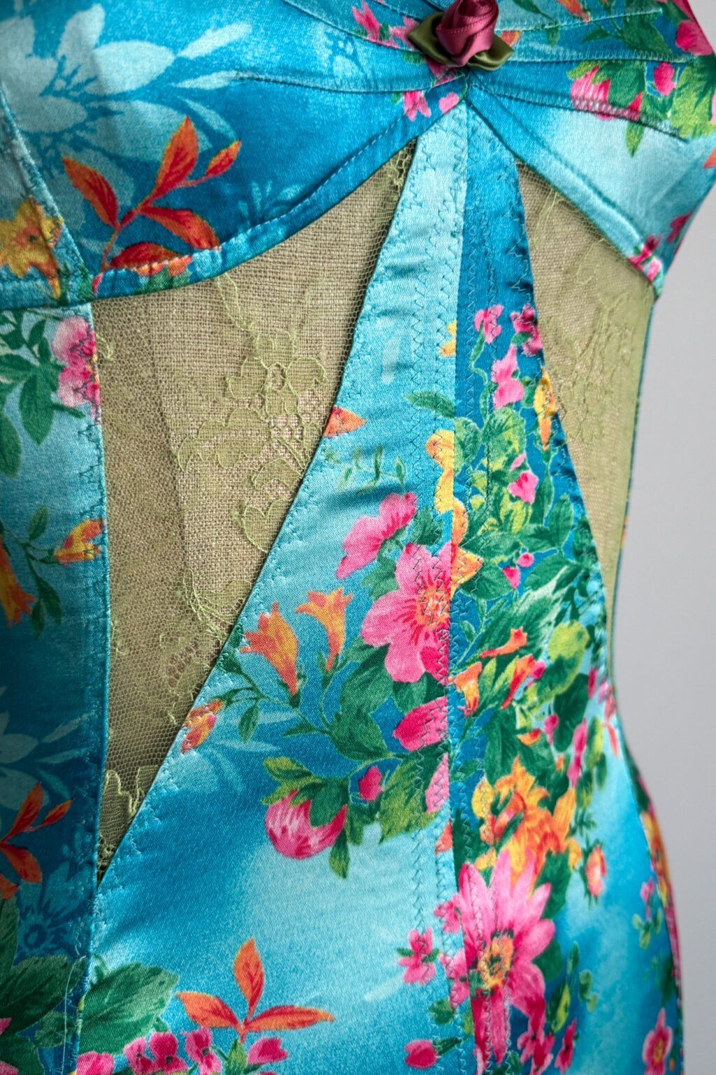 D&G 2005 Turquoise Floral Bodycon Dress (XS-S) - EMERIEU