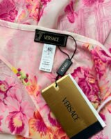 VERSACE 2005 Pink Floral Silk Midi Skirt (S) - EMERIEU