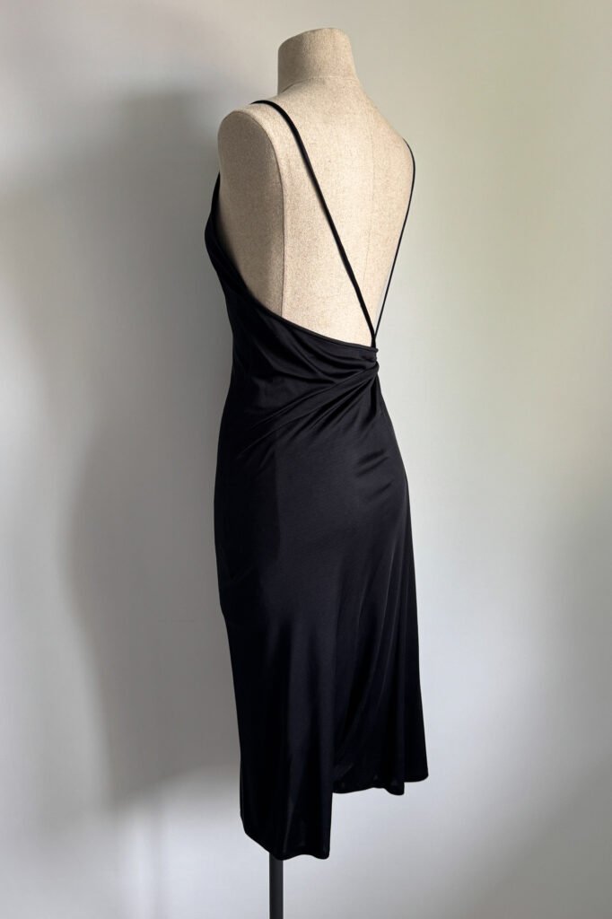 GUCCI 1999 Black Low Back Midi Dress (M) - Emerieu