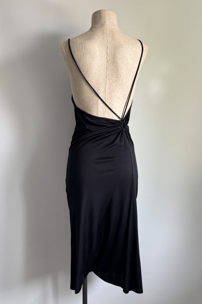 GUCCI 1999 Black Low Back Midi Dress (M) - Emerieu