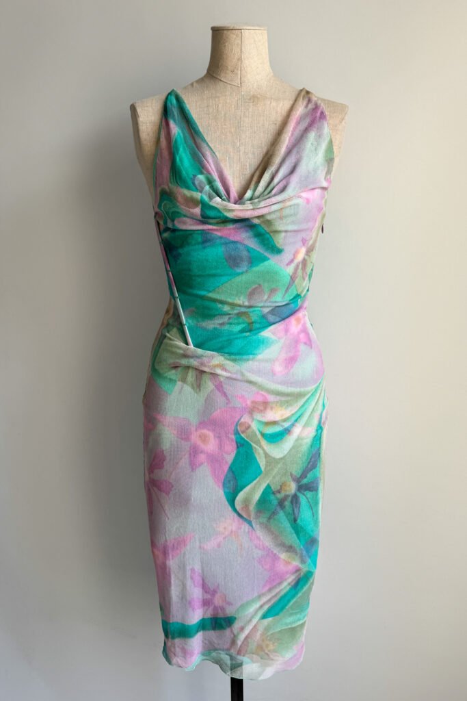 VERSACE 1999 Kate Moss Floral Mesh Dress (S) - EMERIEU
