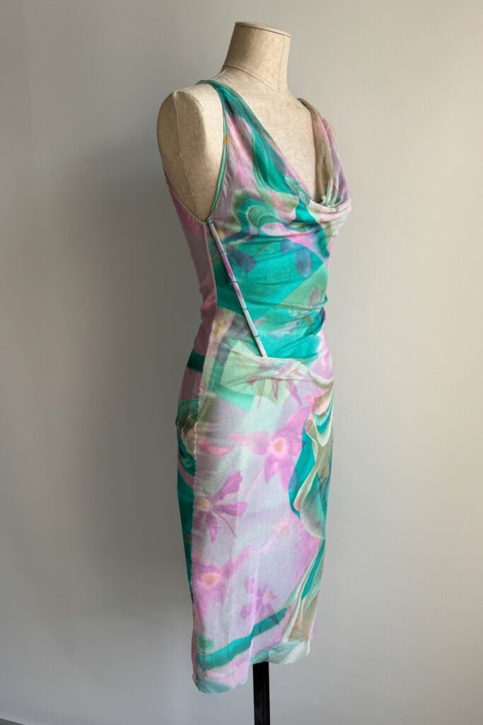 VERSACE 1999 Kate Moss Floral Mesh Dress (S) - EMERIEU