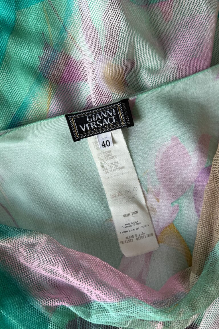 VERSACE 1999 Kate Moss Floral Mesh Dress (S) - EMERIEU