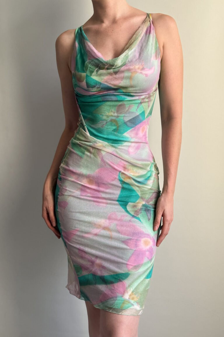 VERSACE 1999 Kate Moss Floral Mesh Dress (S) - Emerieu