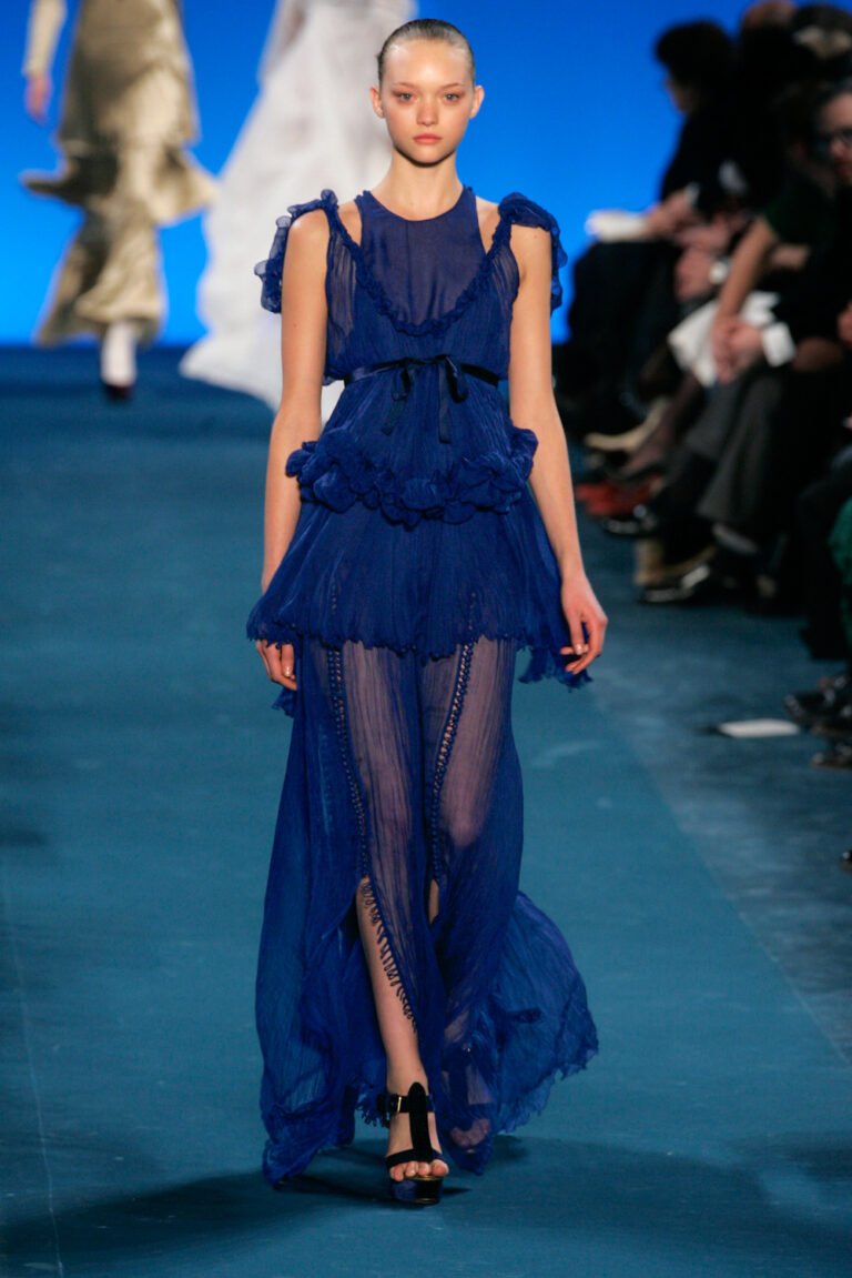 YVES SAINT LAURENT 2005 Blue Pleated Princess Dress (S) - EMERIEU